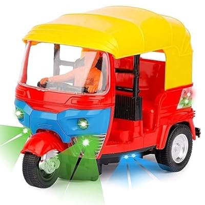 Unbreakable Auto Rickshaw Toy with Light and Sound Wheel toy for Kids ...
